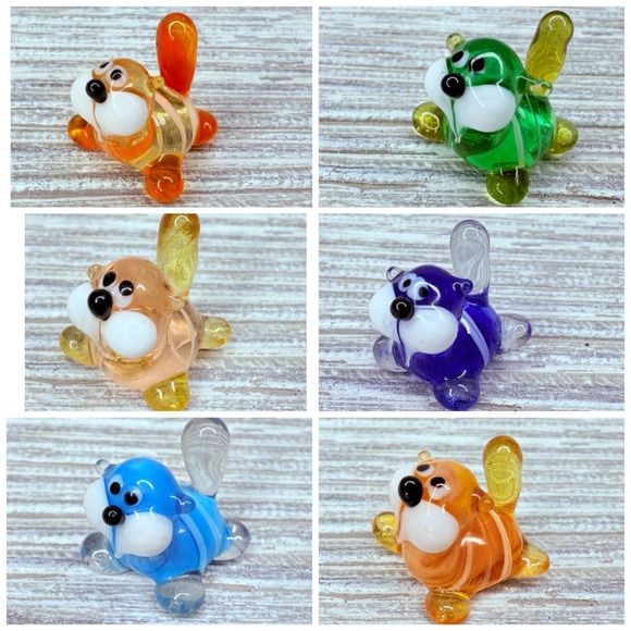 Handmade | Accents | Tiny Glass Rainbow Otters Blown Glass Animals Tiny ...